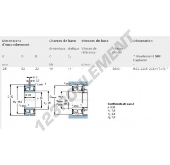 Pendelrollenlager bs2-2205-2cs-vt143-skf - 25x52x23 mm | 123kugellager