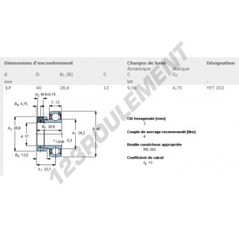 Stehlagereinheiten / flanschlagereinheiten yet203-skf - 17x40x28.6 mm